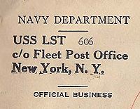 USS LST-606 Covers Page 1 - NavalCoverMuseum